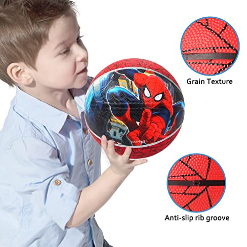 DECLIR Kids Basketball Size 5 Youth Basketball 27.5" for Indoor Outdoor Play Games,Training Basketball for Beginner(Spiderman)