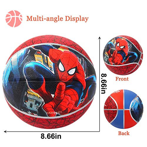 DECLIR Kids Basketball Size 5 Youth Basketball 27.5" for Indoor Outdoor Play Games,Training Basketball for Beginner(Spiderman)