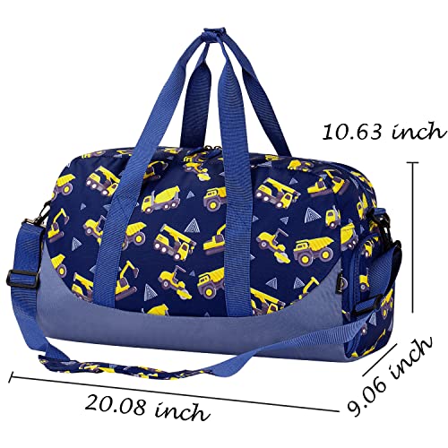 Choco Mocha Kids Duffle Bag Boys Duffle Bag for Kids Overnight Bags for Kids Duffel Bags Kids Travel Bag Tractor Duffle Bag for Boys Overnight Bag Child Duffle Bag Excavator Weekender Bag Large Blue