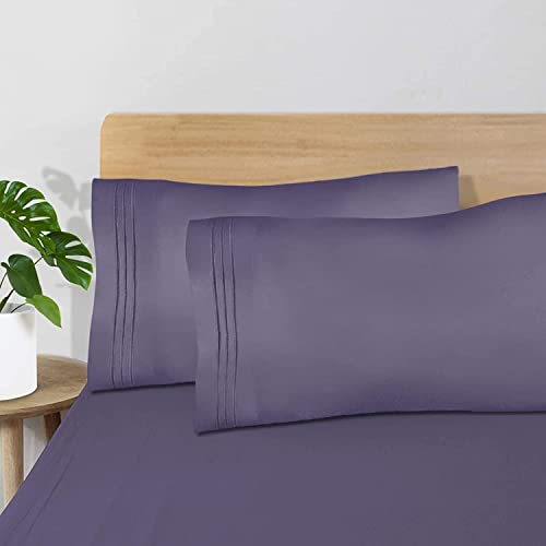 EaseHome Purple Sheets for Queen Size Bed Set - Deep Pocket to 21 inches Mattress 4 Piece - Premium Bedding Sheets & Pillowcases Collection - Extra Soft