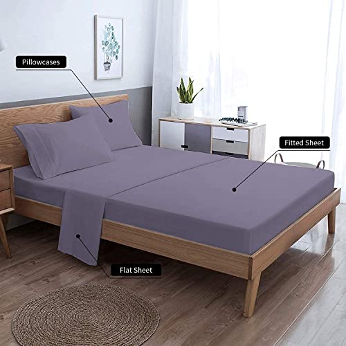 EaseHome Purple Sheets for Queen Size Bed Set - Deep Pocket to 21 inches Mattress 4 Piece - Premium Bedding Sheets & Pillowcases Collection - Extra Soft