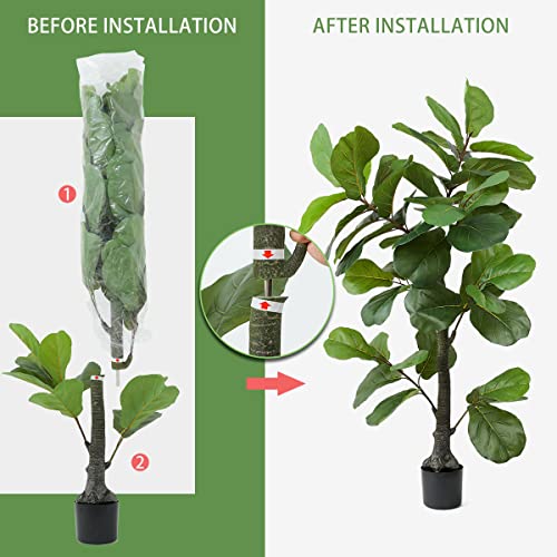 LUWENER 6ft Artificial Plant Fiddle Leaf Fig Tree,Faux Ficus Lyrata in Pot,Ficus Fake Plant Artificial Trees for Office Indoor Outdoor Garden Living Room Home Decor(1PCS)