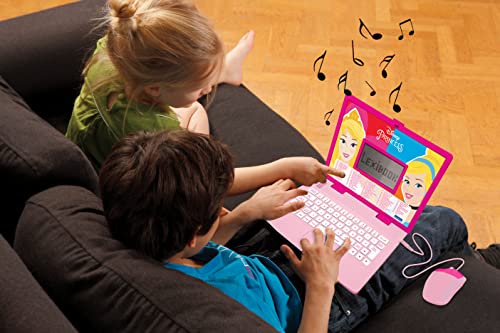 LEXIBOOK JC598DPi1 Disney Princesses Educational and Bilingual Laptop French/English with 124 Activities: Mathematics, Dactylography, Logic, Clock Reading, Play Games and Music