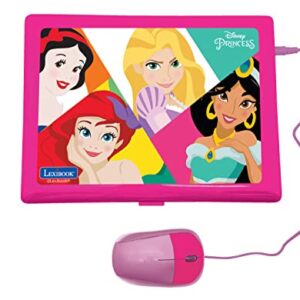 LEXIBOOK JC598DPi1 Disney Princesses Educational and Bilingual Laptop French/English with 124 Activities: Mathematics, Dactylography, Logic, Clock Reading, Play Games and Music