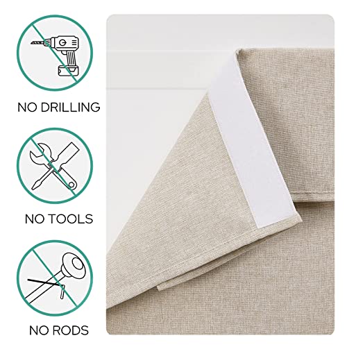 HOMEIDEAS Linen French Door Curtains, Privacy Small Door Window Curtains, 26 X 20 Inch French Door Shades for Front Door, Thermal Insulated Door Window Covering Tie Up Shades, Natural, 1 Panel