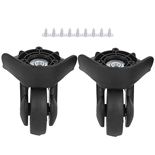 Luggage Caster, A65 1 Pair Universal Luggage Suitcase Spinner Wheels PP PET Mute Swivel Wheels Replacement Outdoor Supplies with 9Pcs Screws Black(L 65x57x55mm)