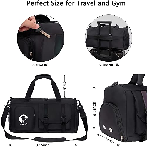 Gym Bag for Men and Women Small - 18.5"×9.5"×9" Duffel Travel Bag with Wet Pocket and Shoes Compartment, Gymnastics Equipment Bags Outdoor Bag