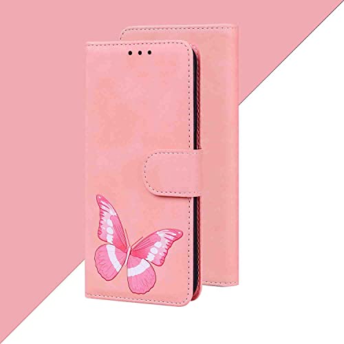 NATUMAX Phone Cover Wallet Folio Case for Oppo REALME 7 PRO, Premium PU Leather Slim Fit Cover for REALME 7 PRO, 2 Card Slots, Horizontal Viewing Stand, Nice case, Pink