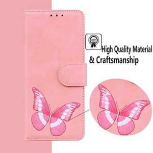 NATUMAX Phone Cover Wallet Folio Case for Oppo REALME 7 PRO, Premium PU Leather Slim Fit Cover for REALME 7 PRO, 2 Card Slots, Horizontal Viewing Stand, Nice case, Pink