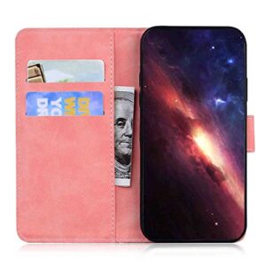 NATUMAX Phone Cover Wallet Folio Case for Oppo REALME 7 PRO, Premium PU Leather Slim Fit Cover for REALME 7 PRO, 2 Card Slots, Horizontal Viewing Stand, Nice case, Pink