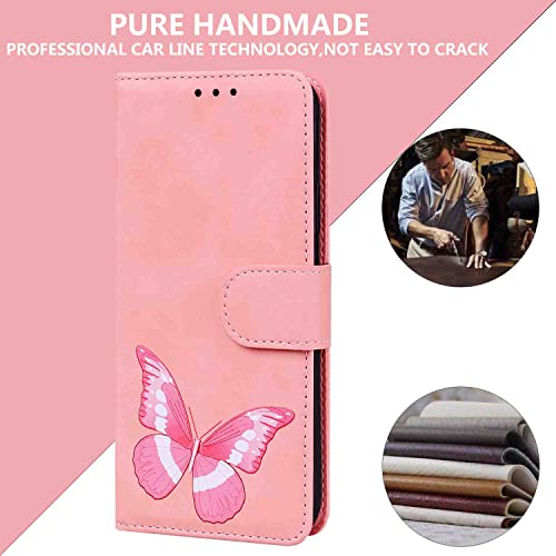 NATUMAX Phone Cover Wallet Folio Case for Oppo REALME 7 PRO, Premium PU Leather Slim Fit Cover for REALME 7 PRO, 2 Card Slots, Horizontal Viewing Stand, Nice case, Pink