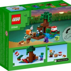 LEGO Minecraft The Swamp Adventure 21240, Building Game Construction Toy with Alex and Zombie Figures in Biome, Birthday Gift Idea for Kids Ages 8+