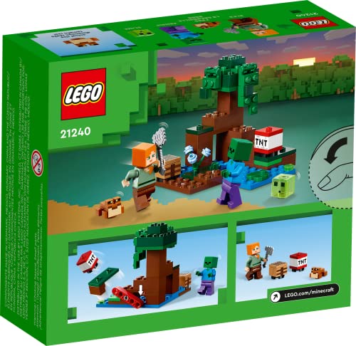 LEGO Minecraft The Swamp Adventure 21240, Building Game Construction Toy with Alex and Zombie Figures in Biome, Birthday Gift Idea for Kids Ages 8+