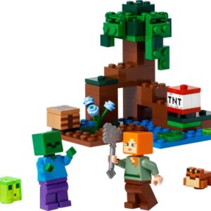 LEGO Minecraft The Swamp Adventure 21240, Building Game Construction Toy with Alex and Zombie Figures in Biome, Birthday Gift Idea for Kids Ages 8+