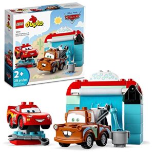 lego duplo disney and pixar's cars lightning mcqueen & mater's car wash fun 10996, buildable toy for 2 year old toddlers, boys & girls, birthday gift idea