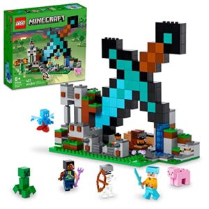 lego minecraft the sword outpost 21244 building toys - featuring creeper, warrior, pig, and skeleton figures, game inspired toy for fun adventures and play, gift for kids, boys, and girls ages 8+