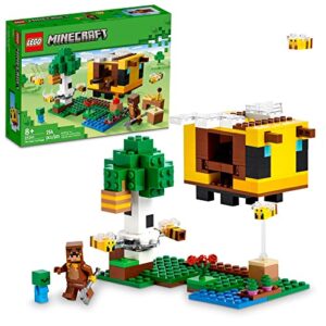 lego minecraft the bee cottage 21241 building set - construction toy with buildable house, farm, baby zombie, and animal figures, game inspired birthday gift idea for boys and girls ages 8+