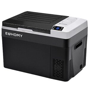 euhomy 12 volt refrigerator, 32qt（30liter portable freezer fridge, car refrigerator with 12/24v dc & 110-240v ac, electric compressor cooler for camping, travel, rv, truck, outdoor or home use.