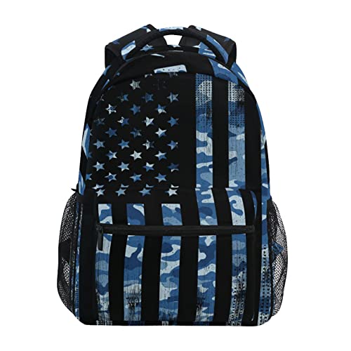 Kcldeci American Flag Camouflage Kids Backpack for Boys Girls Camo USA Flag Patriotic Elementary Backpacks Purse School Bag Book Bags for Toddler Travel