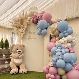 Dusty Rose Brown Balloon Garland Blue Pink Balloons Double Stuffed Tan White Sand Balloon Latex Pastel Balloons Arch Kit For Gender Reveal Baby Shower Birthday Party Decoration