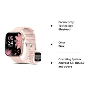 Smart Watch Women(Answer/Make Calls), 2023 Newest 1.8'' Bluetooth Smart Watch for Android iPhones, 5ATM Waterproof Outdoor Fitness Tracker with AI Voice/Heart Rate/SpO2/Sleep Monitor, Smartwatch Pink