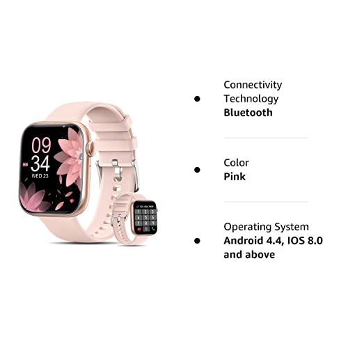 Smart Watch Women(Answer/Make Calls), 2023 Newest 1.8'' Bluetooth Smart Watch for Android iPhones, 5ATM Waterproof Outdoor Fitness Tracker with AI Voice/Heart Rate/SpO2/Sleep Monitor, Smartwatch Pink