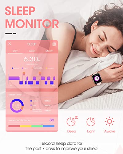 Smart Watch Women(Answer/Make Calls), 2023 Newest 1.8'' Bluetooth Smart Watch for Android iPhones, 5ATM Waterproof Outdoor Fitness Tracker with AI Voice/Heart Rate/SpO2/Sleep Monitor, Smartwatch Pink