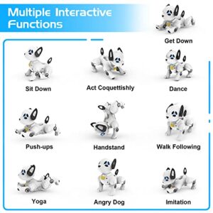 Remote Control Robot Dog Toy, Programmable Smart Interactive Robotic Pets, RC Stunt Robot Toys Dog Imitates Animals Music Dancing Handstand Push-up Follow Functions for Kids Boys Girls