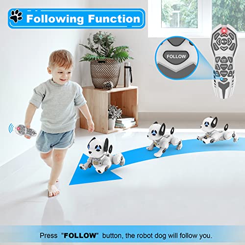 Remote Control Robot Dog Toy, Programmable Smart Interactive Robotic Pets, RC Stunt Robot Toys Dog Imitates Animals Music Dancing Handstand Push-up Follow Functions for Kids Boys Girls