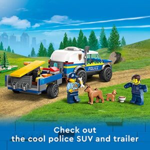 LEGO City Mobile Police Dog Training 60369, SUV Toy Car with Trailer, Obstacle Course and Puppy Figures, Animal Playset for Boys and Girls Ages 5 Plus