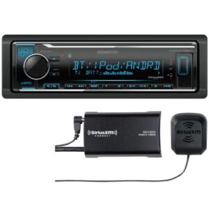 kenwood kmm-bt332u bluetooth car stereo with usb port, am/fm radio, mp3 player, multi color lcd, detachable face, built in amazon alexa plus sxv300v1 siriusxm tuner