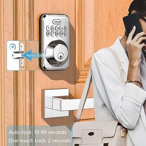 Zowill Keyless Entry Door Lock with 2 Lever Handles, Electronic Keypad Deadbolt, Auto-Locking, Anti-Peeping Password, Digital Smart Code Door Lock, Front Door Handle Sets, Satin Nickel