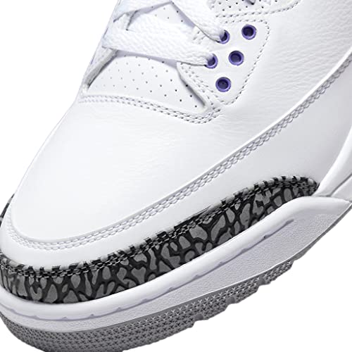 Nike Men's Air Jordan 3 Retro Basketball Shoes, White/Black-dark Iris-cement G, 10.5