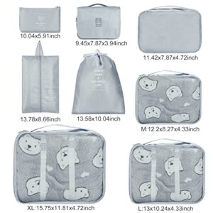 Packing Cubes for Suitcase, Sightor 8 Set Travel Luggage Organizers Packing Bags with Shoe Storage Bag Toiletry Bag for Clothes Cosmetics Travel Accessories (Grey)