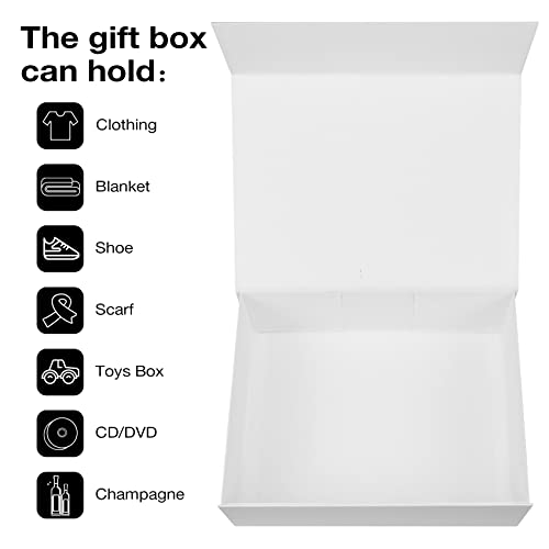 Aimyoo White Collapsible Gift Box with Magnetic Closure Lids 13.8x9x4.3 in, Large Bridesmaid Groomsman Proposal Boxes, Rectangle Present Box for Graduation Birthday Storage 1 Pack