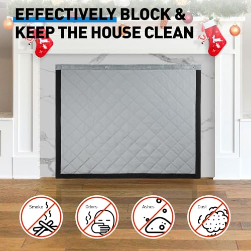 Fireplace Blanket, Fireplace Cover Stops Cold Air Heat Loss for Summer Winter, Indoor Fireplace Draft Stopper Save Energy, 39" W x 32" H