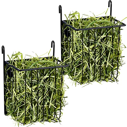 2 Pcs Pet Hay Feeder Guinea Pig Metal Hookable Manger Rabbit Feeder Hay Holder for Rabbits Hanging Hay Rack Timothy Hay for Guinea Pig Bunny Chinchilla Small Animal Cage, 7.3 x 6.7 x 4.3 Inch