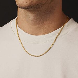 GLISHIVER Gold Cross Necklace for Men Boys, Mens Cross Necklaces Gold Stainless Steel Cross Chain Layered Rope Chain Cross Necklace for Men Boys 16 Inch Cross Necklace Cross Chain for Men