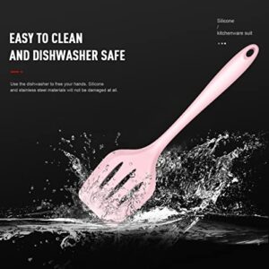 Silicone Cooking Utensils Set - 446°F Heat Resistant Kitchen Utensils,Turner Tongs,Spatula,Spoon,Brush,Whisk,Kitchen Utensil Gadgets Tools Set for Nonstick Cookware,Dishwasher Safe Pink (BPA Free)