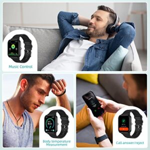 Smart Watch, 44mm Fitness Tracker Watch with 24 Sports Modes, 5ATM Swimming Waterproof, Sleep Monitor Step Calorie Counter, 1.7" HD Touchscreen Smartwatch for Men Women iPhone iOS Android Compatiable