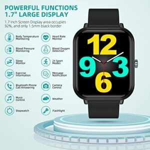 Smart Watch, 44mm Fitness Tracker Watch with 24 Sports Modes, 5ATM Swimming Waterproof, Sleep Monitor Step Calorie Counter, 1.7" HD Touchscreen Smartwatch for Men Women iPhone iOS Android Compatiable