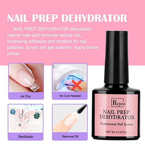 Acrylic Nail Kit with Prep Dehydrator and Primer, Acrylic Nail Powder and Liquid Kit French Clear Nail Tips Glue Brush DIY Nail Kit with Everything