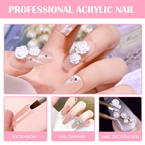 Acrylic Nail Kit with Prep Dehydrator and Primer, Acrylic Nail Powder and Liquid Kit French Clear Nail Tips Glue Brush DIY Nail Kit with Everything