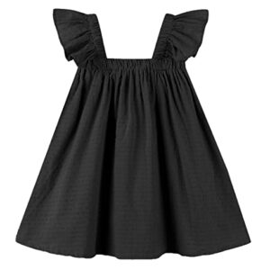 LNKXRTY Baby Girls Cotton Dress Sleeveless Swiss Dot Dress Toddler A-Line Casual Dress Sleeveless Baby Cute Party Dresses 688 Black 120