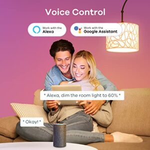 Linkind Smart Light Bulbs,Smart Bulb That Work with Alexa & Google Home,LED Light Bulbs Color Changing,A19 E26 2.4Ghz RGB WiFi Light Bulbs Dimmable 60W,800 Lumen,4 Pack