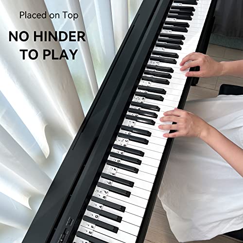 BEATBIT Piano Notes Guide for Beginner, Removable Piano Keyboard Note Labels for Learning, 88-Key Full Size, Made of Silicone, No Need Stickers, Reusable and Comes with Box (Classic Black）