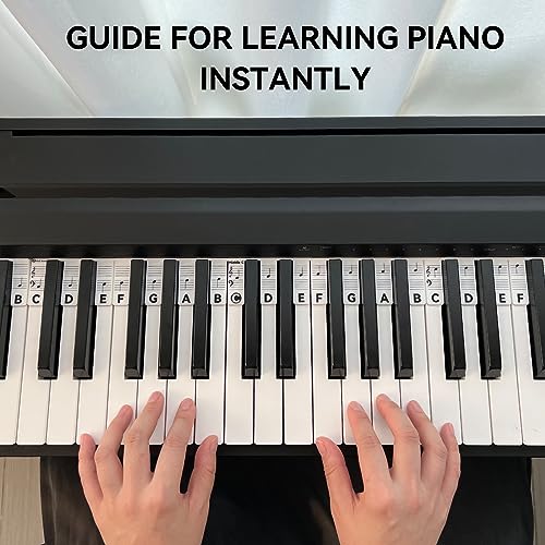 BEATBIT Piano Notes Guide for Beginner, Removable Piano Keyboard Note Labels for Learning, 88-Key Full Size, Made of Silicone, No Need Stickers, Reusable and Comes with Box (Classic Black）