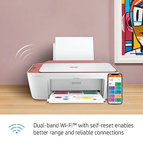 HP DeskJet 27 42e Series Wireless Inkjet Color All-in-One Printer - Print Copy Scan Mobile Printing - USB Connectivity - Up to 7 ISO PPM - Up to 4800 x 1200 DPI - Cinnamon + HDMI Cable