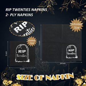 100 Pcs Death to My 20s Decorations Napkins, 30th Birthday Napkins RIP to My 20s Birthday Decorations Black Silver Foil Cocktail Napkins for Women Men 30th Birthday Party Supplies, 2-Ply 5 x 5 Inch