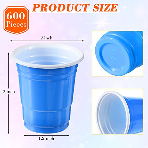 600 Pack 2 Oz Plastic Shot Glasses Disposable Plastic Shot Cups Mini Multicolor Party Cups for BBQ Christmas Party Tastings Sample Picnic Camping Daily Life Wedding, 6 Colors